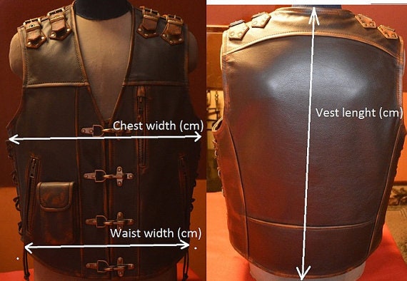 Patch Vest. Biker Vest. Genuine Leather- Black: 1,7-1,8mm.handmade. - Etsy