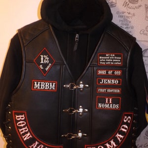 Biker Vest.patches Vest.genuine Leather:1,7-1,8mm-black.handmade.club ...