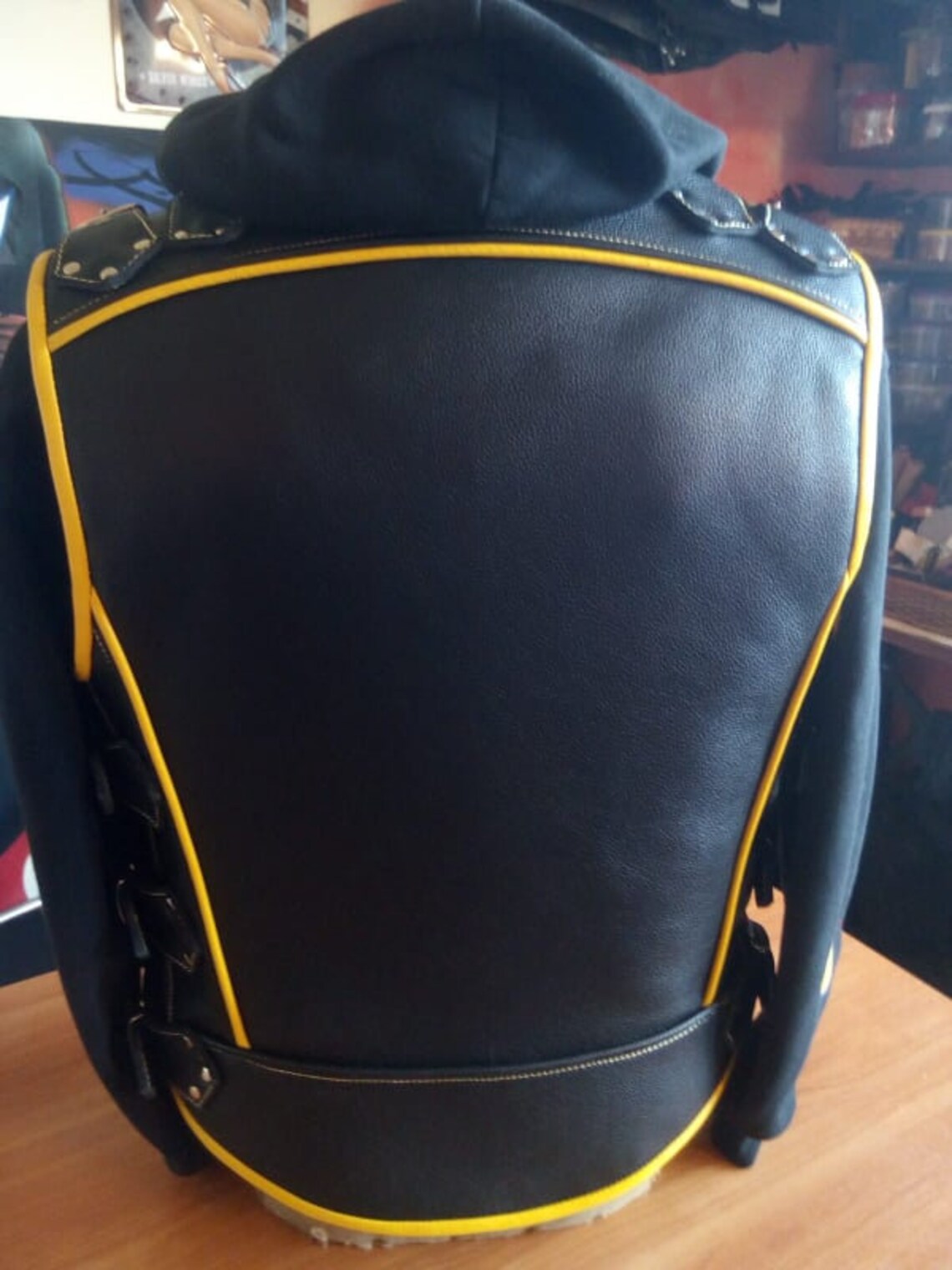 Biker Vest. Patch Vest. Genuine Leather: 1.8mm. Black Leather With ...