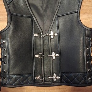 Biker Vest. Patch Vest. Leather: Black 1.7-1.8mm Thick,vest Made With ...
