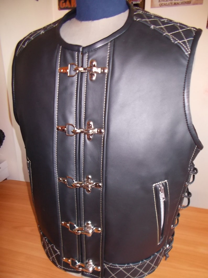 Biker Vest.patch Vest. Genuine Leather-1,8mm.black.handmade. - Etsy