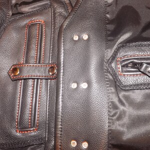 Biker Vest. Patch Vest.leather: Black -1.7-1.8mm. the Seams Are Sewn ...
