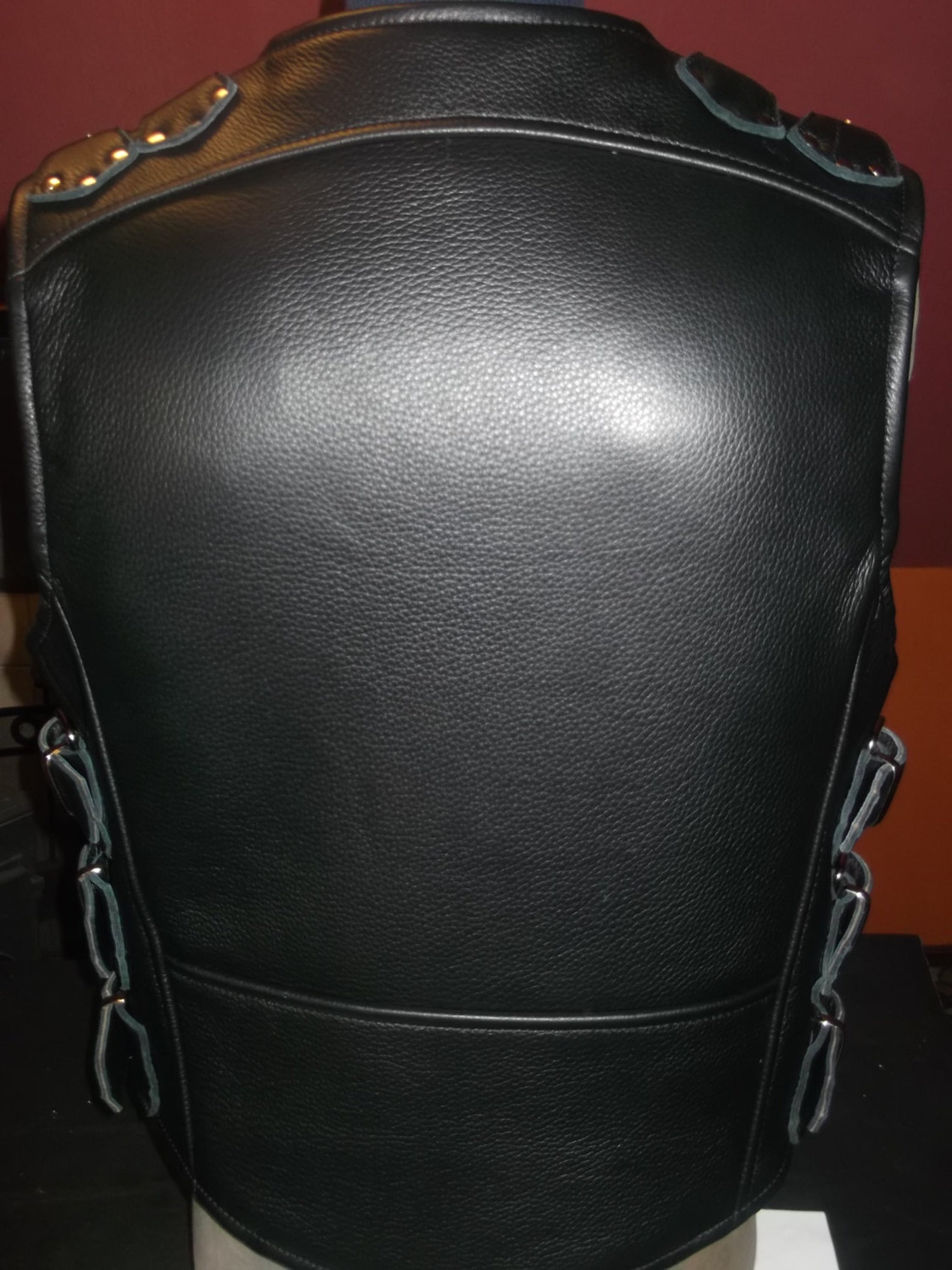 Biker Vest. Genuine Leather Black.thick Leather | Etsy