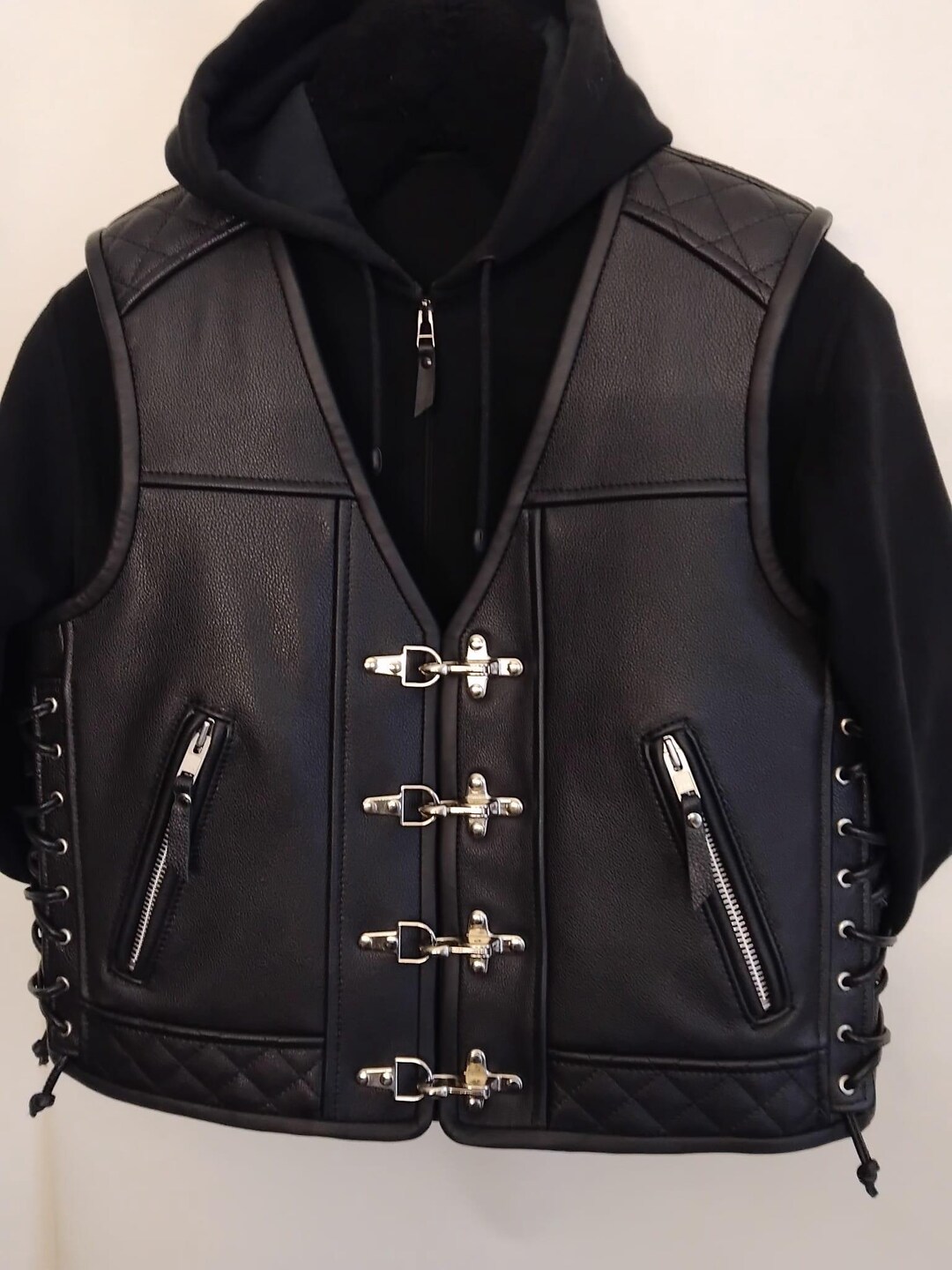Biker Vest.patches Vest.genuine Leather:1,7mm-black.handmade. - Etsy