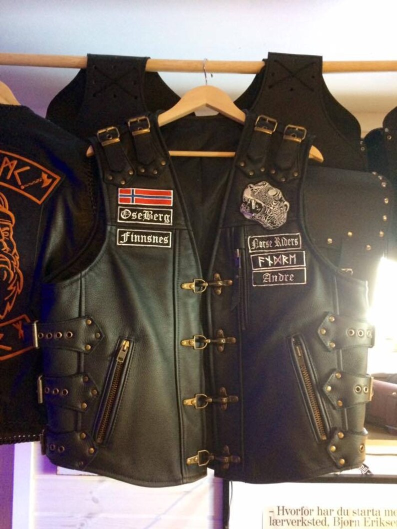 Biker Vest.handmade.motorcycle Vest Genuine Leather 18mm. | Etsy
