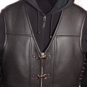Biker Vest. Patches Vest. Genuine Leather: 1.7-1.8mm-black. Closure ...