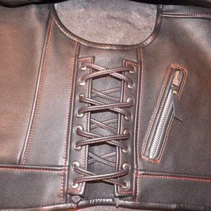 Biker Vest. Patch Vest.leather: Black -1.7-1.8mm. the Seams Are Sewn ...