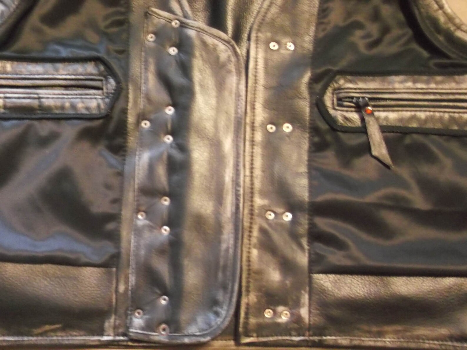 Biker Vest.black -scorpio. Genuine Leather-1,6mm.leather With Abrasion ...