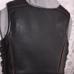 Biker Vest. Patch Vest.leather: Black -1.7-1.8mm. the Seams Are Sewn ...