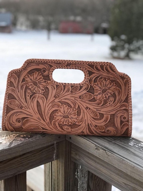 Leather Clutch Handcrafted Honey Bag Floral Western Purse - Etsy