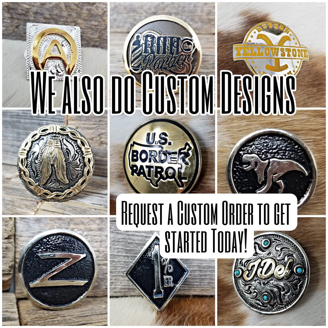 Custom Conchos Handcrafted Rich and Deep Hand Engraving Add - Etsy