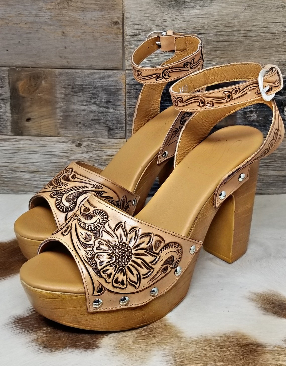 Tooled Leather High Heels. Launching SALE Handcrafted. Any - Etsy
