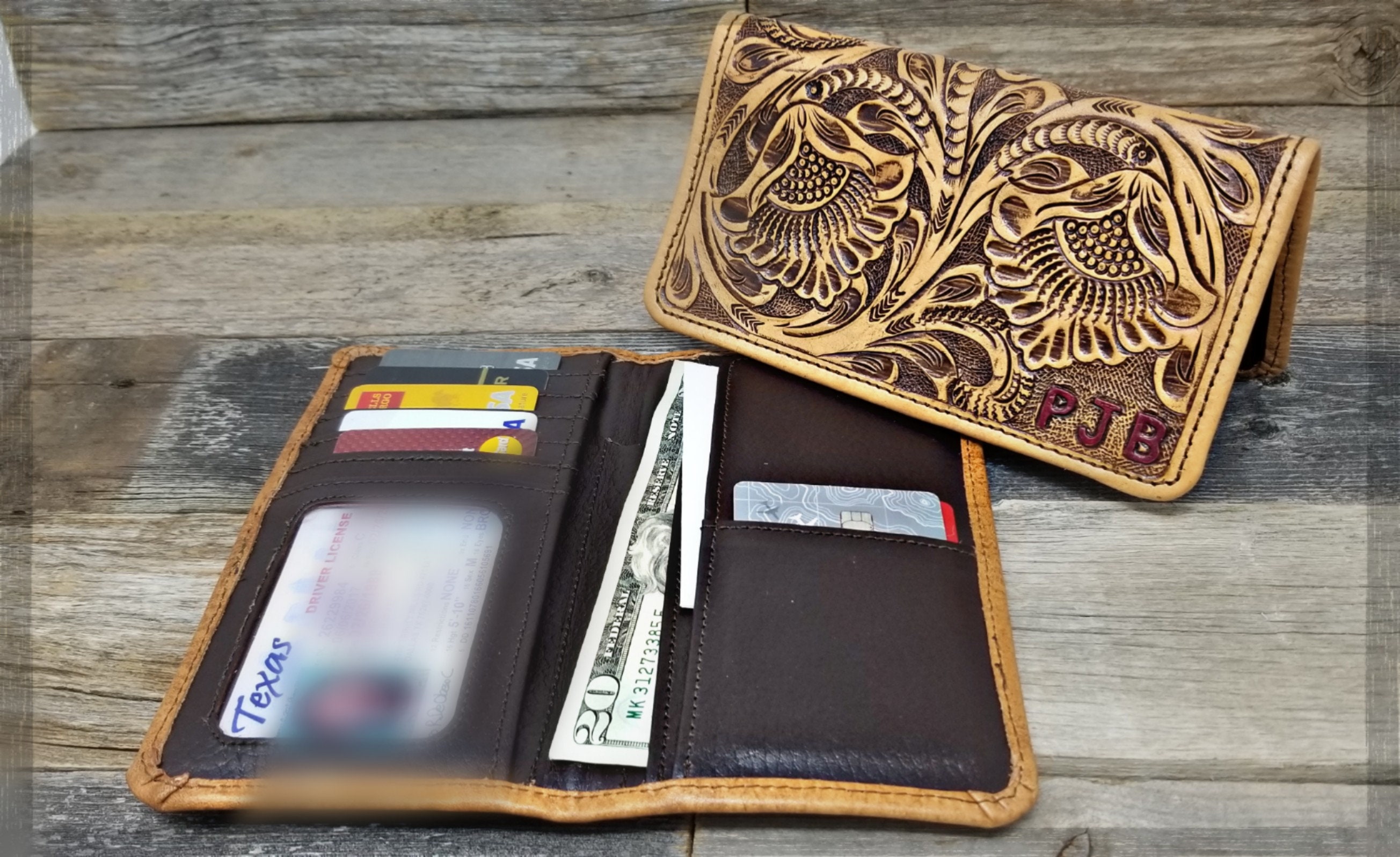 Tooled Mens Checkbook Wallet PERSONALIZE YOURS. Custom - Etsy