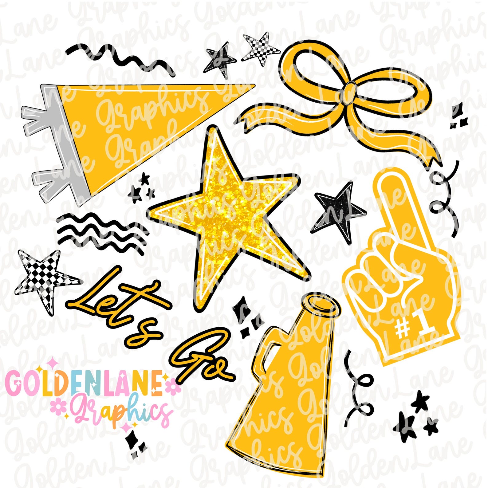 Let’s Go Yellow Team Spirit Collage | Digital Download | Mascot PNG ...
