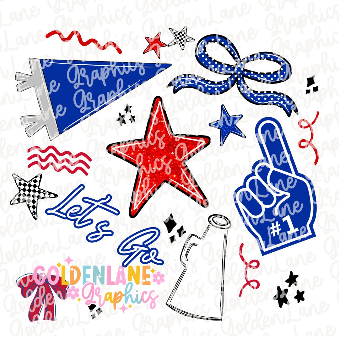 Let’s Go Red & Blue Team Spirit Collage | Digital Download | Mascot PNG ...