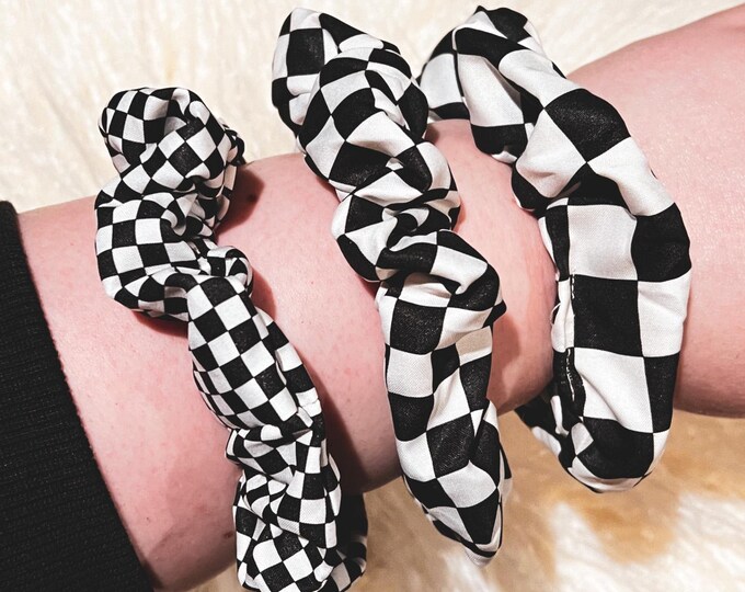Black and White Checkered Scrunchie 3 Pack / Emo Pop Punk Style Gift ...