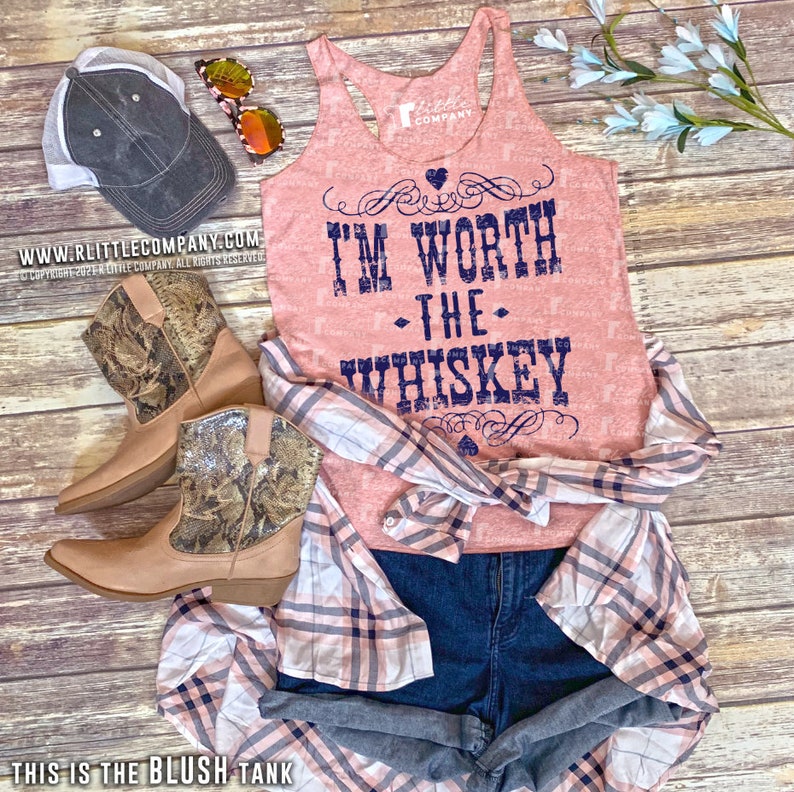 I'm Worth the Whiskey Women's Lightweight Tank XS-2XL // Country Girl ...