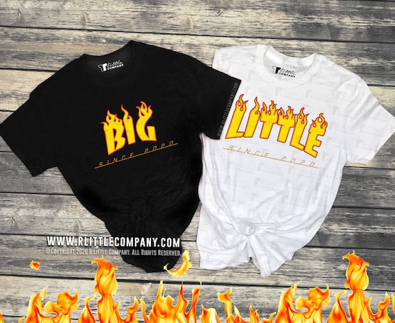 Big Little Family Fire Text Customizable Unisex Tees S-2XL | Etsy