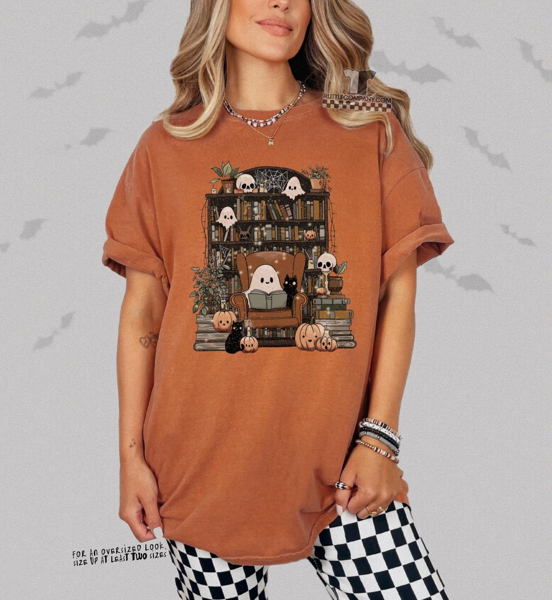 Comfort Colors Ghost Reading Book Library Unisex Tshirt S-4XL / Spooky ...