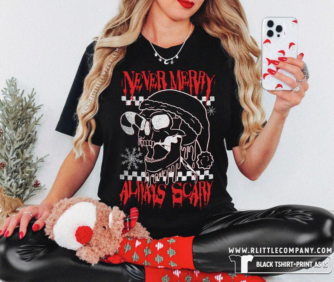 Gothic Christmas Tshirt Never Merry Always Scary Unisex XS-5XL / Spooky ...