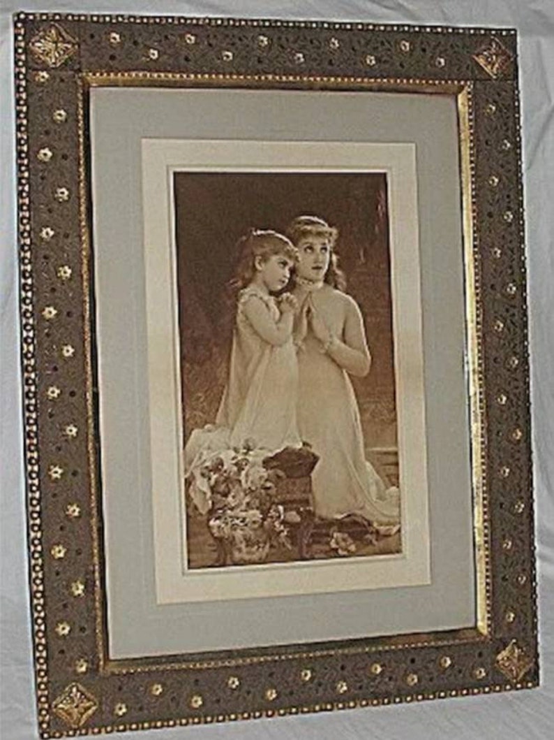 Religious Art Victorian Children Praying Art Nouveau Frame Circa 1887 ...