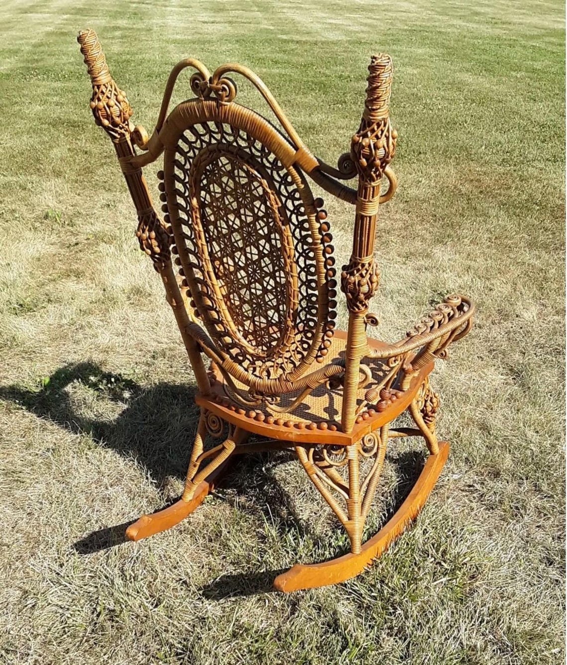 Antique Wicker Rocker Circa 1880’s Rare Victorian Natural Rocking Chair ...