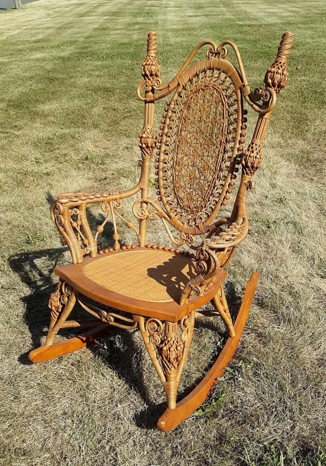 Antique Wicker Rocker Circa 1880’s Rare Victorian Natural Rocking Chair ...