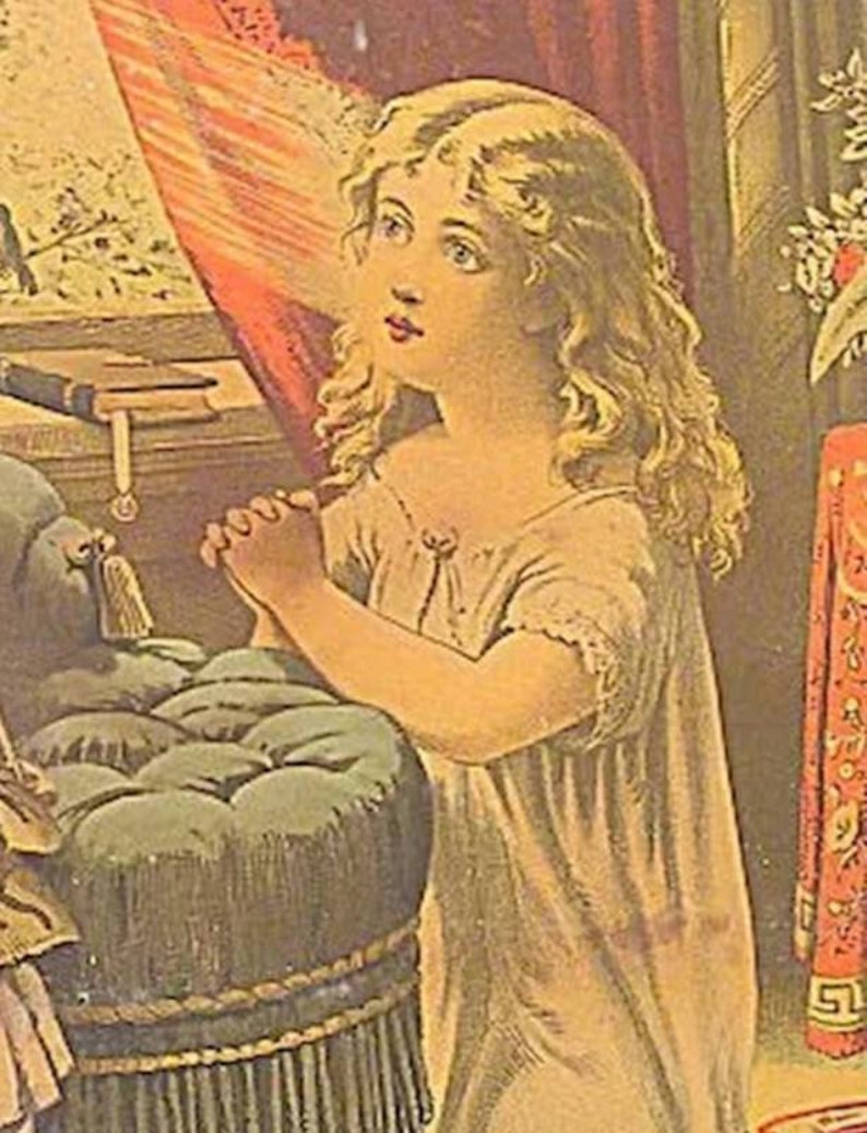 Antique Lithograph Print Morning Prayer Circa 1878 Victorian Child - Etsy