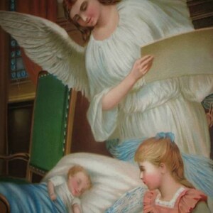 Antique Guardian Angel Lithograph Victorian Children Circa 1890's - Etsy