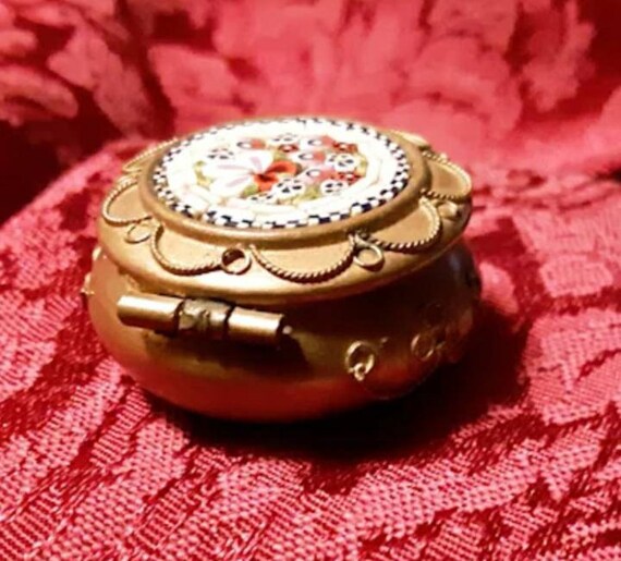 Antique Micro Mosaic Pill Box Circa 1900 - Gem