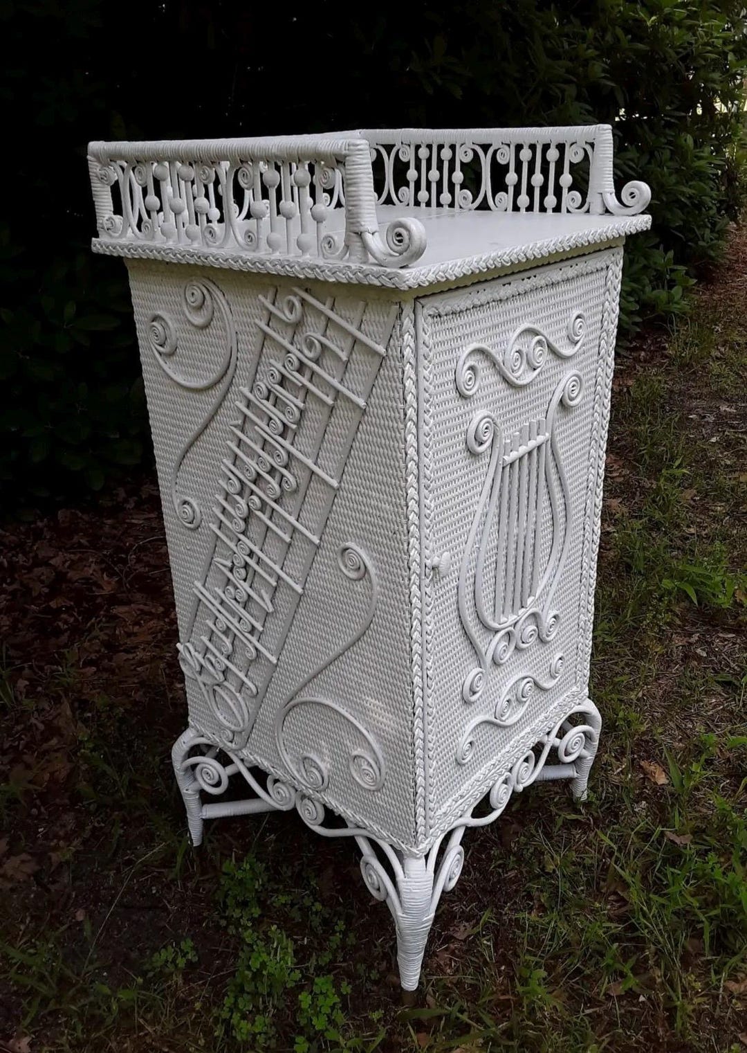 Antique Wicker Music Cabinet Rare Circa 1890’s Victorian - Etsy