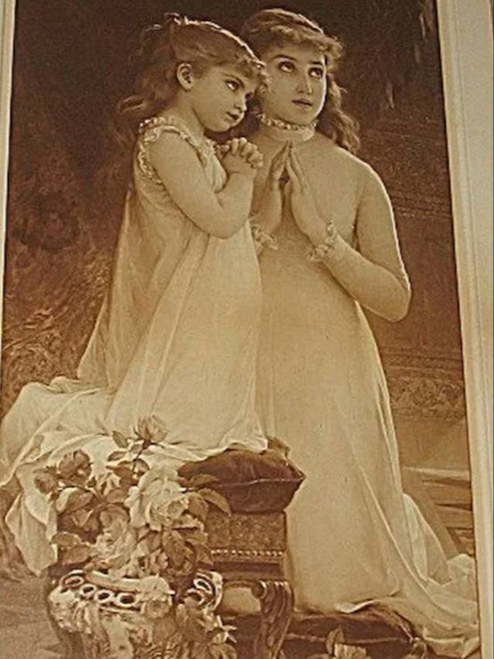 Religious Art Victorian Children Praying Art Nouveau Frame - Etsy