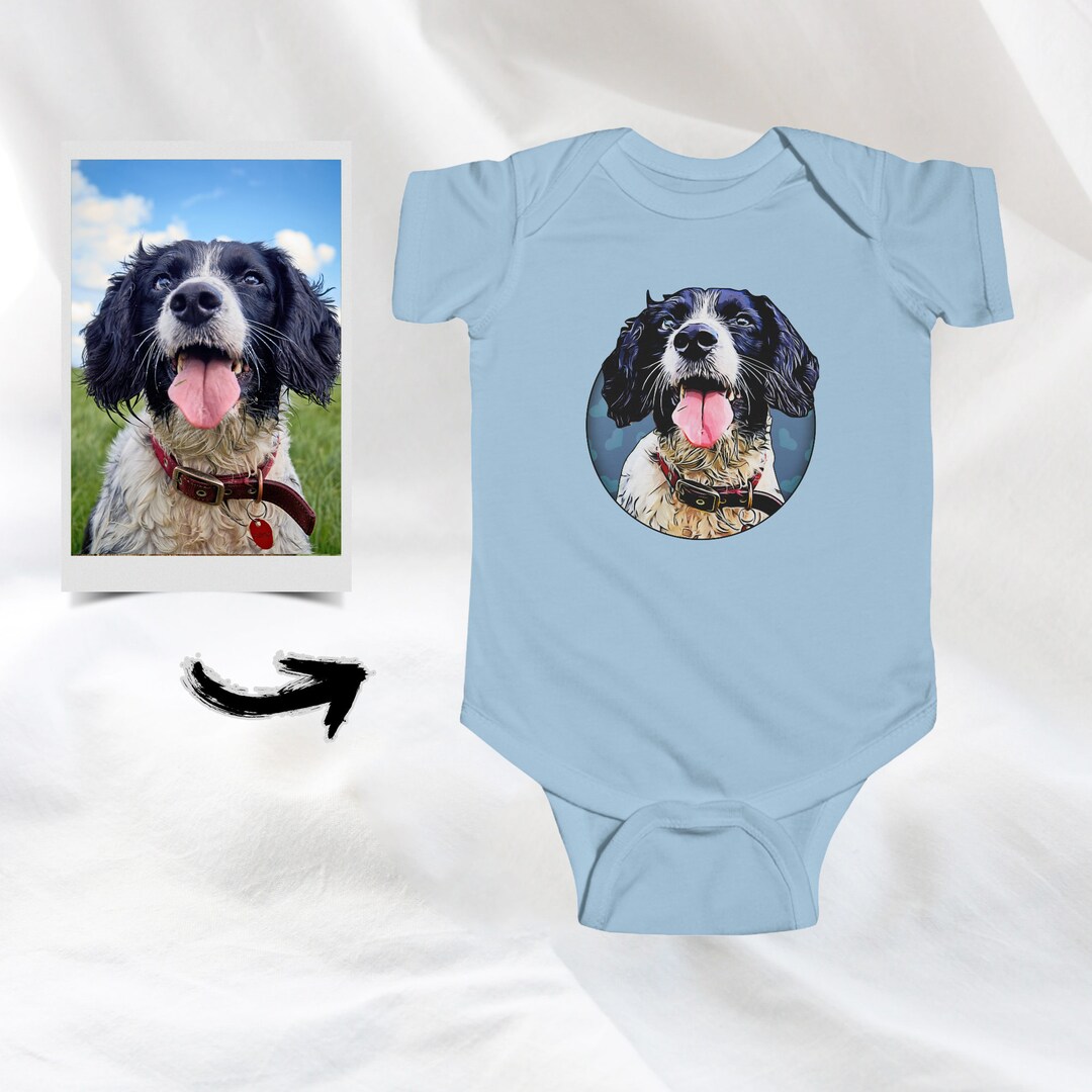 Custom English Springer Spaniel Portrait on a Baby Infant Bodysuit ...