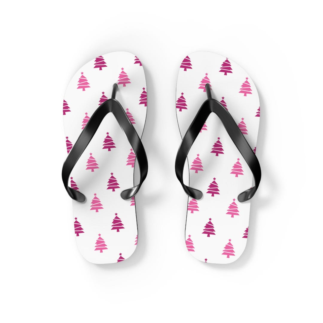 Pink Tree Flip Flops, Floral Summer Sandals, Beach Shoes, Tropical ...