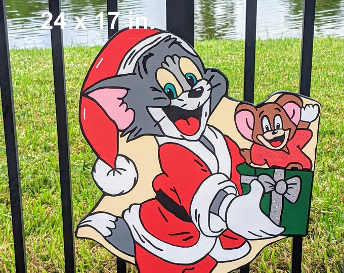 Tom & Jerry Wooden Yard Art / OUTDOOR HOLIDAY DECOR/ Christmas Yard ...