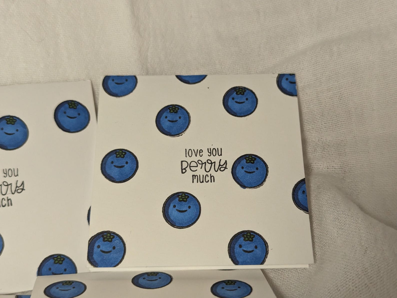 Blueberry Pun Card: 'love You Berry Much' Hand Stamped Notecard - Etsy