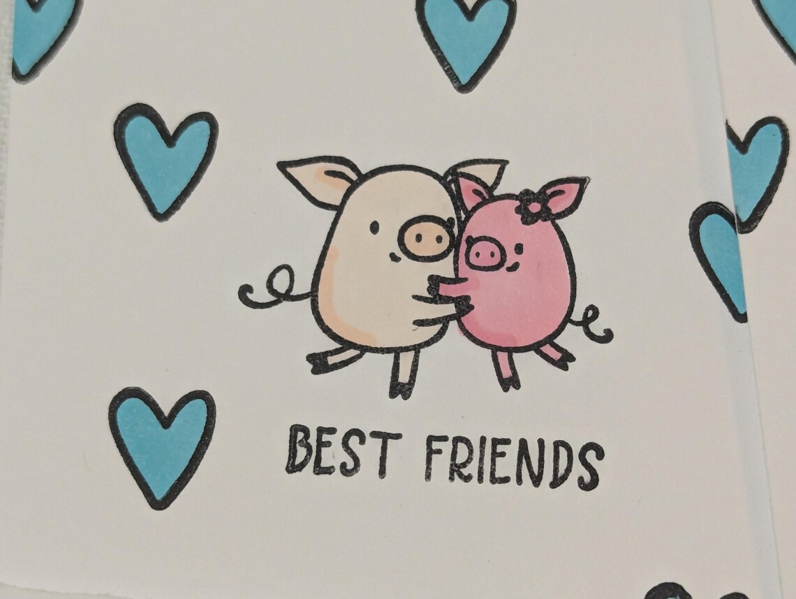 Best Friends Piggy Mini Card| Gift Tag| Greeting Card| Notecard| Piggie ...