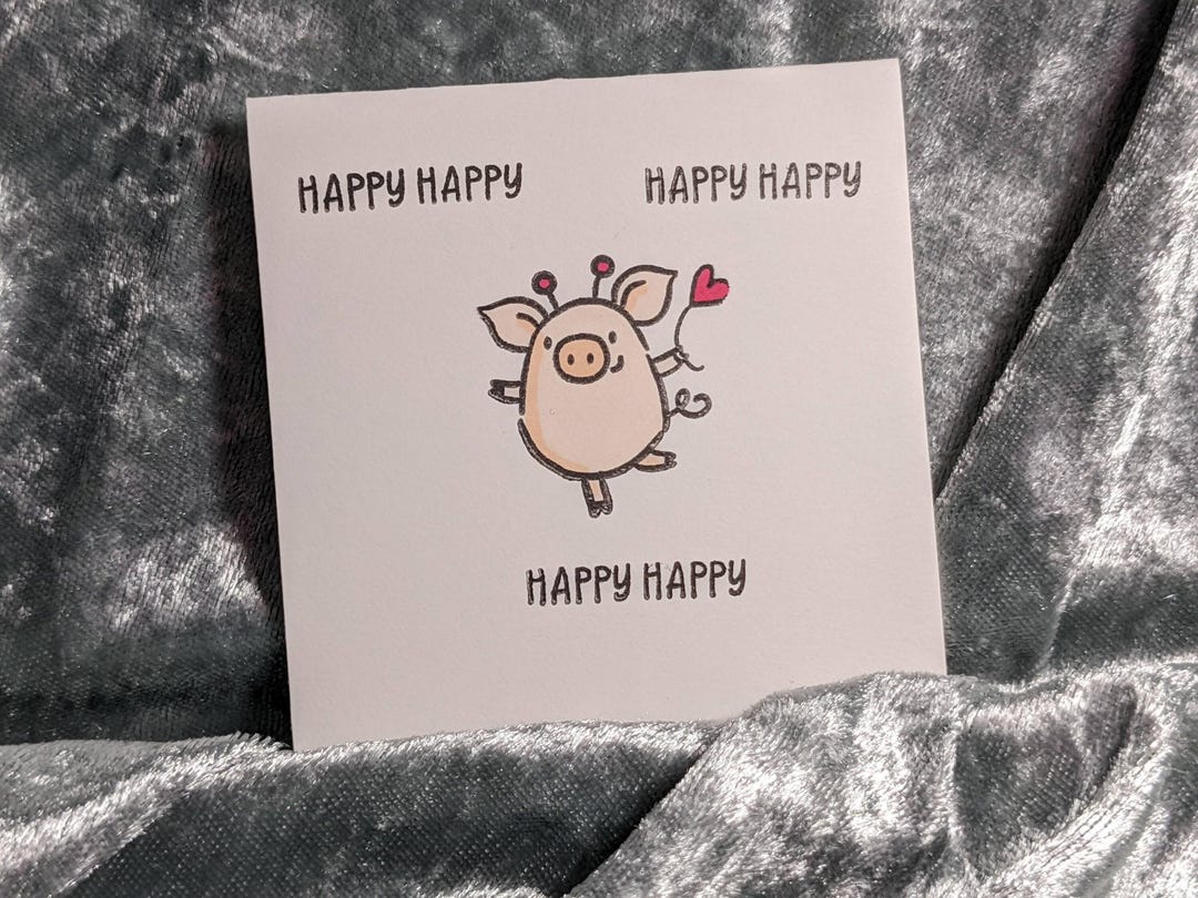 Happy Happy Piggy Mini Card| Gift Tag| Greeting Card| Notecard| Piggie ...