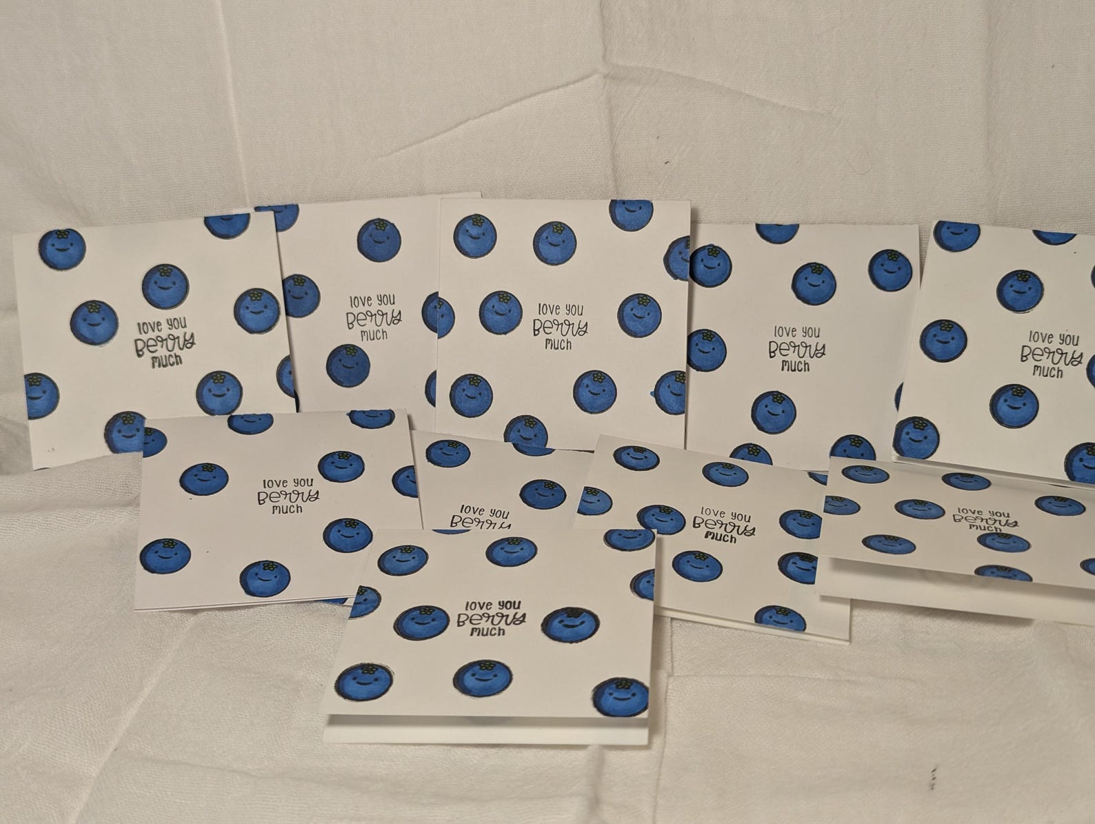 Blueberry Pun Card: 'love You Berry Much' Hand Stamped Notecard - Etsy