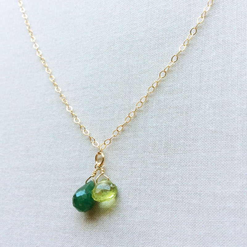 Two Birthstone Necklace - Etsy