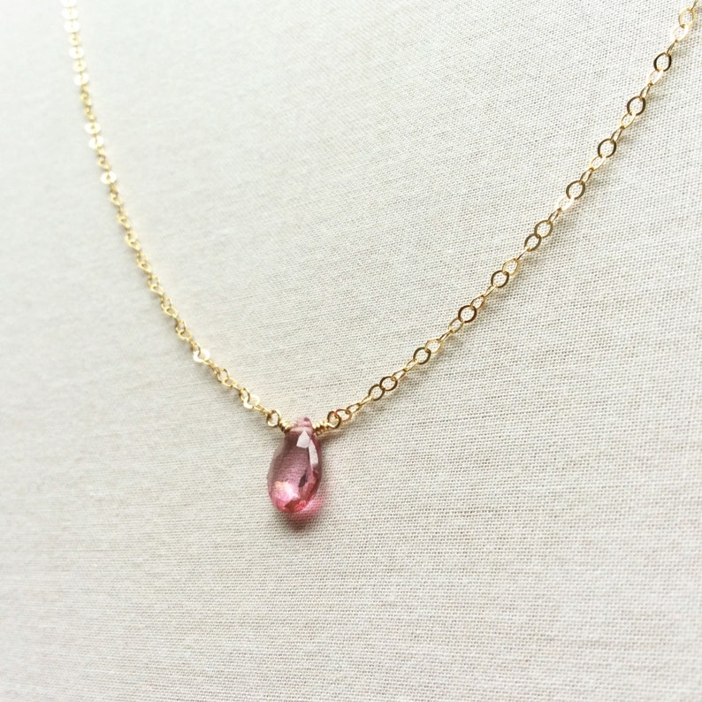 Pink Topaz Necklace, Pink Stone Necklace, Pink Crystal Necklace, Pink ...