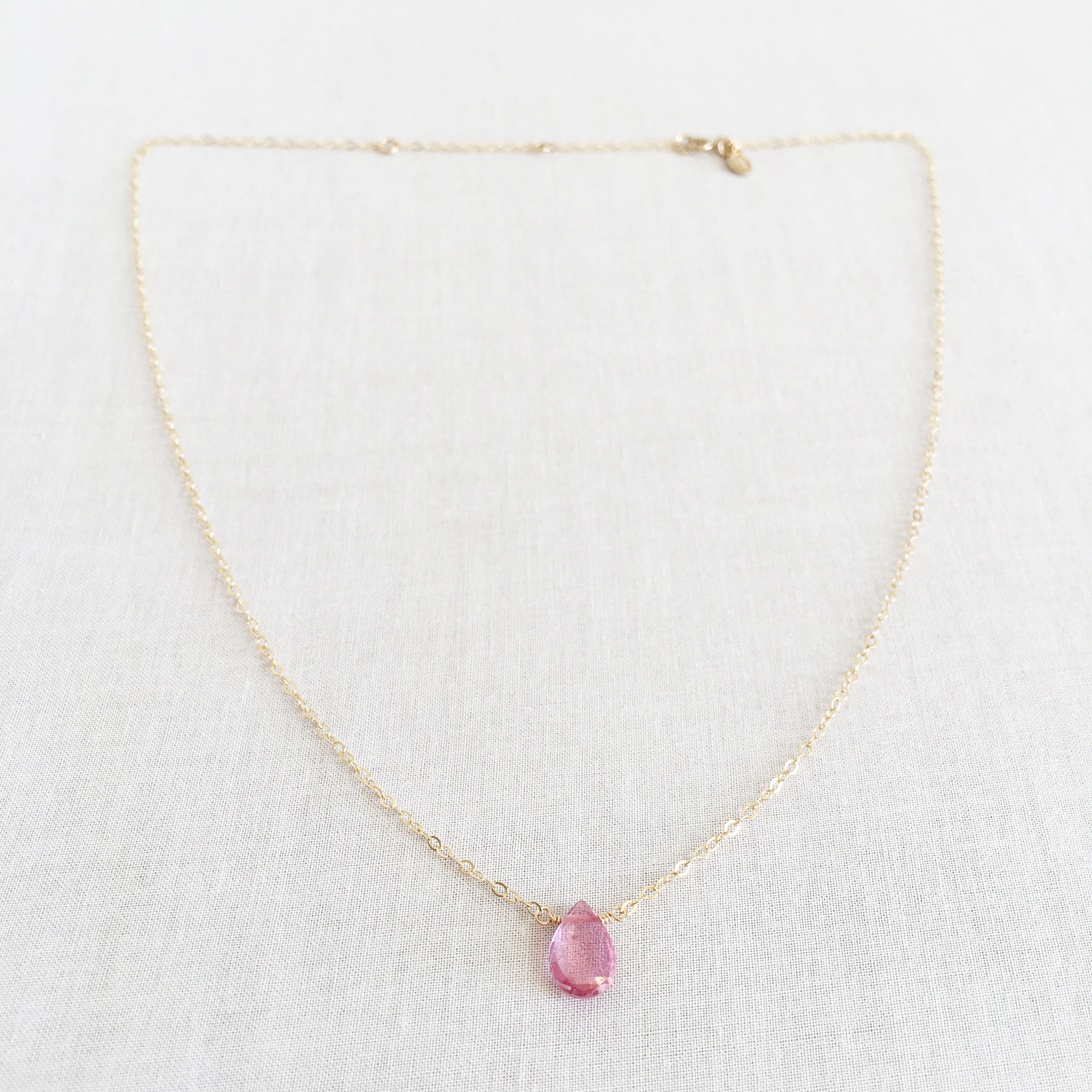 Pink Topaz Necklace, Pink Stone Necklace, Pink Crystal Necklace, Pink ...
