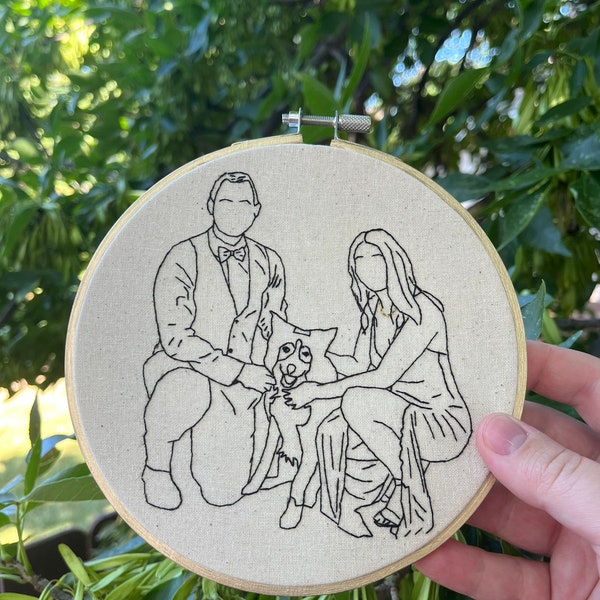 Line Art Portrait Embroidery - Etsy