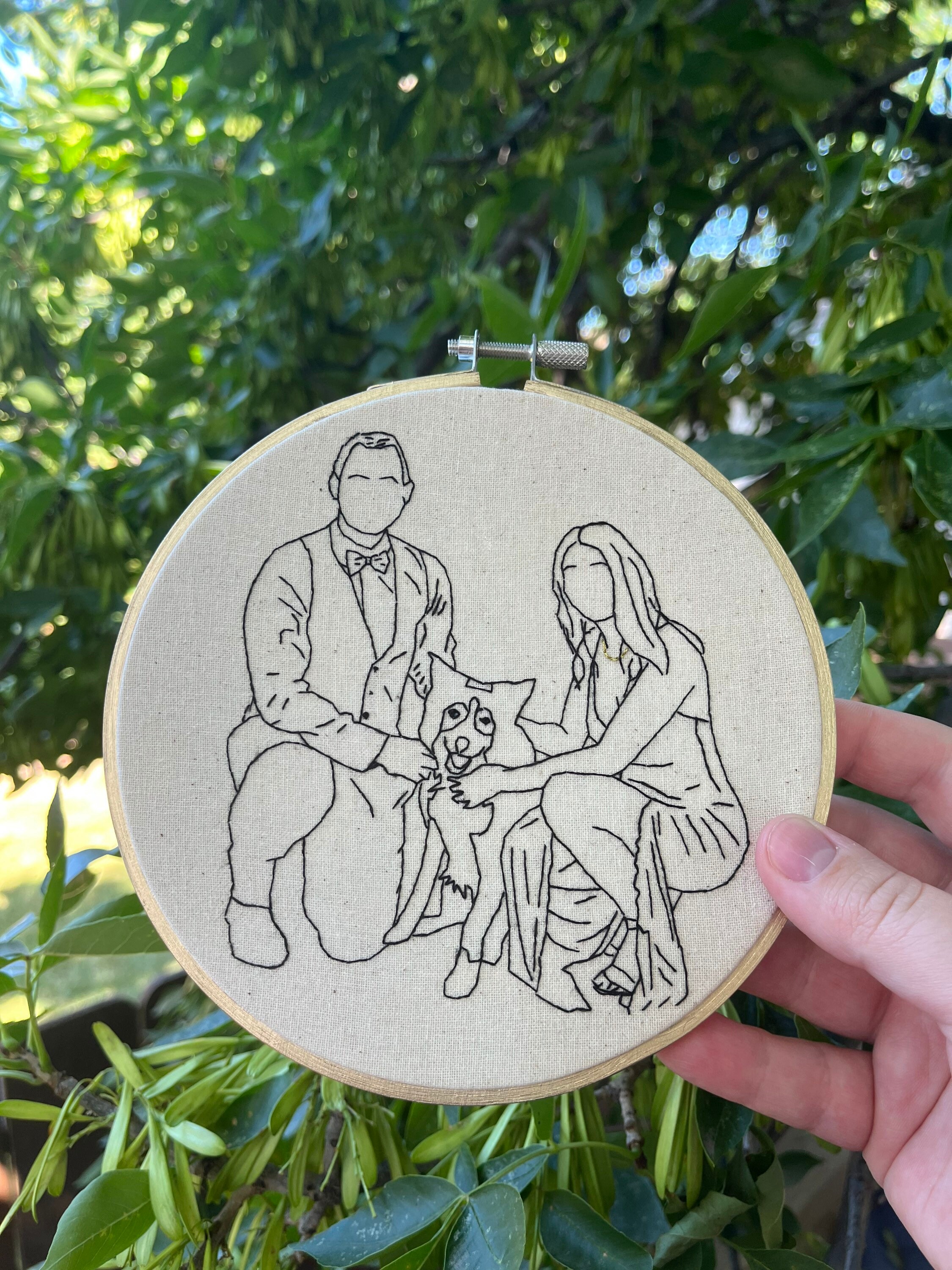 CUSTOM 5 Inch Embroidered Line Art Portrait - Etsy
