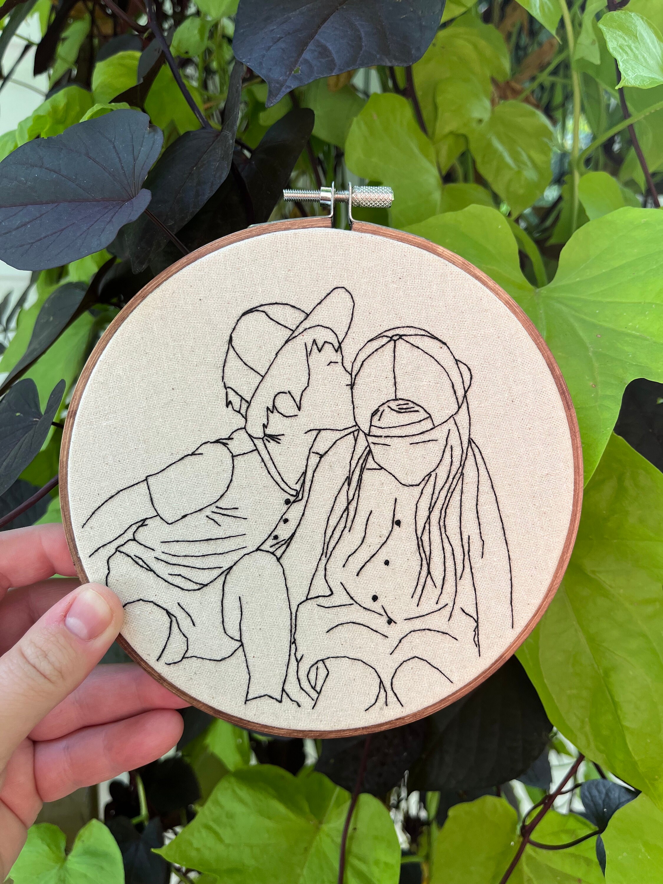 CUSTOM 6 Inch Embroidered Line Portrait - Etsy