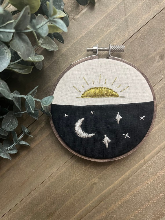 Rising Sun / Moon & Stars Embroidery - Etsy