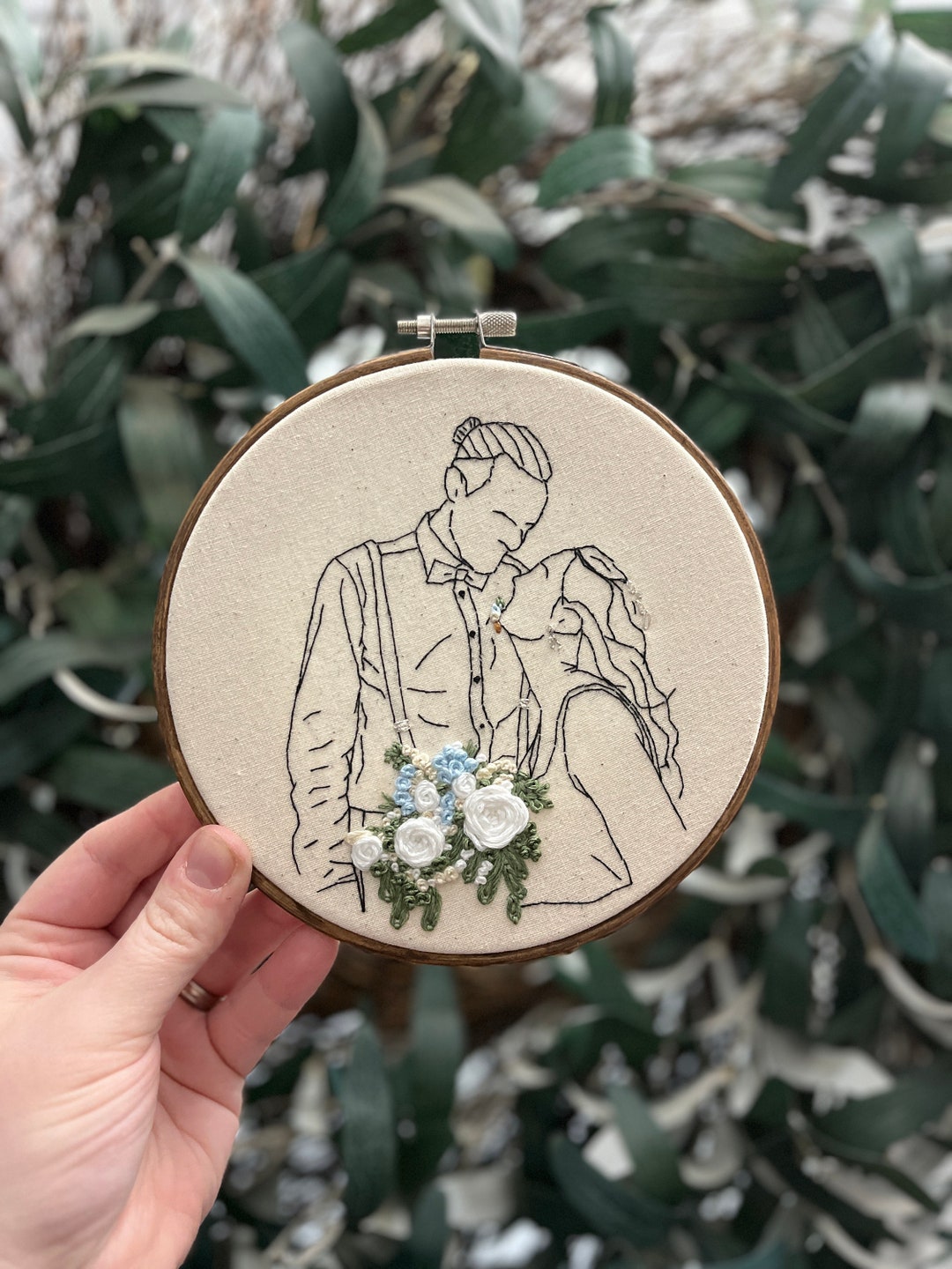 CUSTOM 6 Inch Line Portrait Embroidery - Etsy