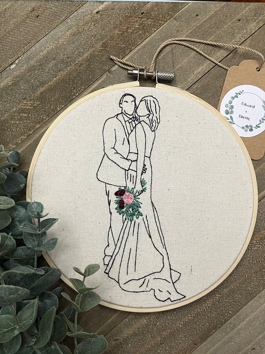 CUSTOM 6 Inch Embroidered Line Portrait - Etsy