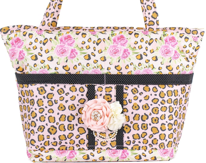 Leopard Print, Girl Diaper Bag, Floral Purse, Flower Gift, Travel Tote ...