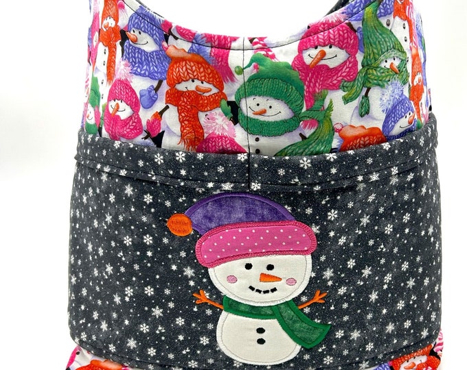 Snowman, Colorful Winter Tote, Winter Bag, Secret Santa Gift, Christmas ...